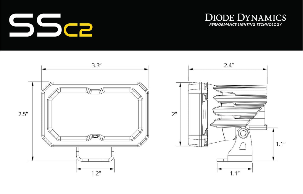 Diode Dynamics Stage Series 2" SAE/DOT White Sport Standard LED Pod (P ...